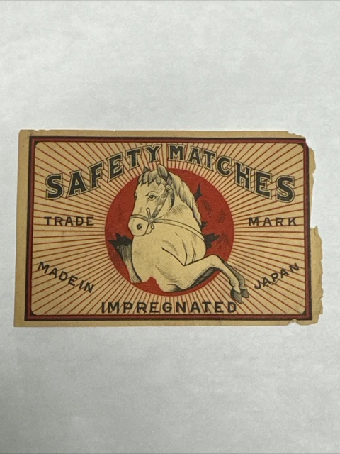 VINTAGE SAFETY MATCHES Impregnated Matchbox Label Made In Japan 3x4 ...