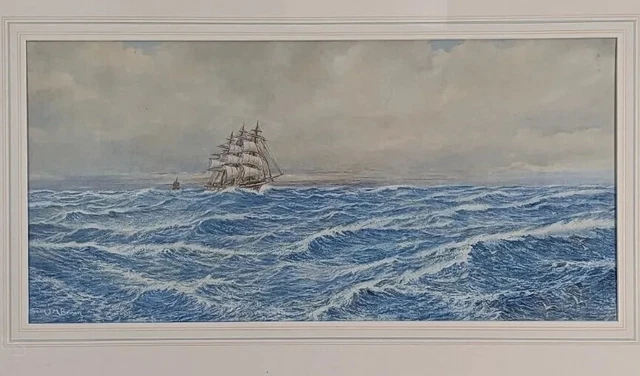 SAMUEL JOHN MILTON Brown Marine Watercolour Painting Barque Sailing ...