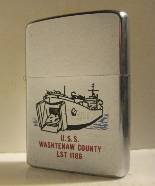 1969 US NAVY ZIPPO USS WASHTENAW COUNTY LST-1166 VIETNAM SERVICE (jg) £ ...