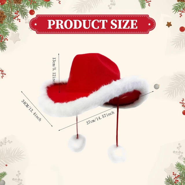 CHRISTMAS COWBOY HAT Men Women Santa Hat for Stage Performance Fancy ...