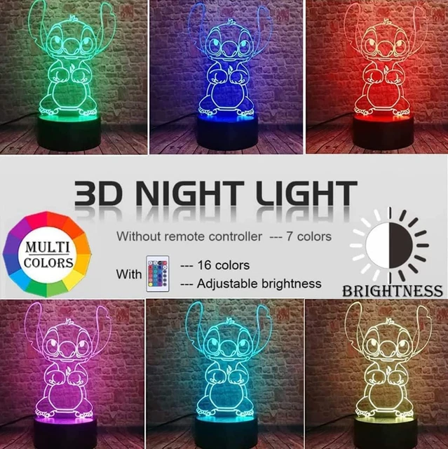 STITCH NIGHT LIGHT - 3D LED Intelligent Remote Control 16-Color Lamp ...