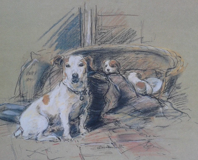 NORA HOWARTH. LIMITED edition print of a Jack Russell Terrier and pups ...