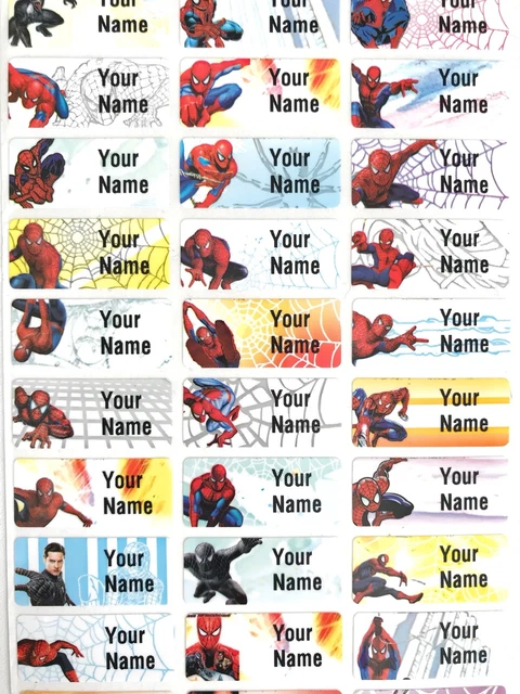 72pcs Spiderman Prints Cartoon Name Sticker/name, 56% OFF
