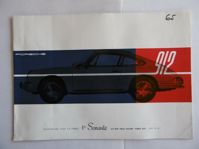 PORSCHE 912-1965-BROCHURE,CATALOGUE,PROSPECTUS FRANÇAIS 8 pages,SONAUTO ...