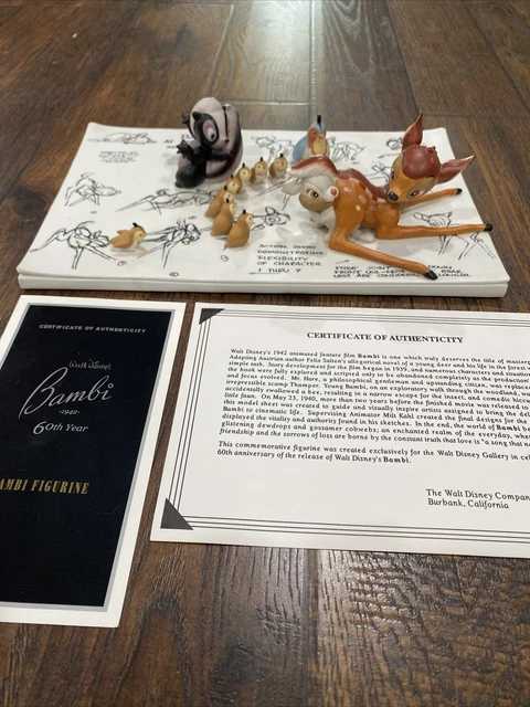 DISNEY GALLERY BAMBI Model Sheet Ceramic 60th Figural Figurine Ltd Ed ...