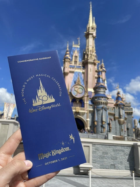 WDW 50TH ANNIVERSARY Theme Park Guide Map Magic Kingdom WDW 2021 Plus ...