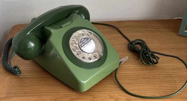 VINTAGE GPO 746 Rotary Dial Duo Tone Green Converted To Modern Plug All ...
