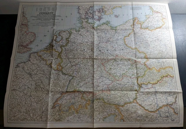 WW2 GERMANY MAP 1944 Color Boundaries Invasions Poland, Australia ...
