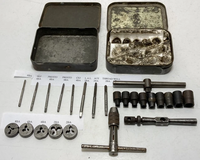JOB LOT VINTAGE BA Thread Taps 2BA 4BA 6BA M&W Wrench Dies Sockets old ...