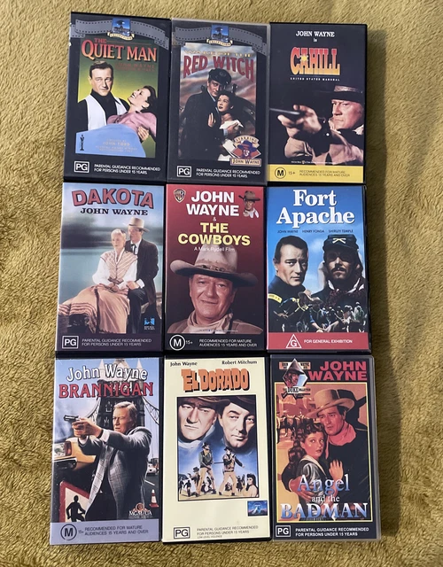 VINTAGE JOHN WAYNE VHS Collection 9 VHS Tapes Excellent Condition $149. ...