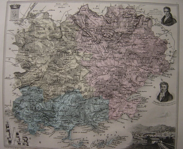 MAP OF THE VAR Department Portraits Sieyès et Desaugiers Draguignan ...