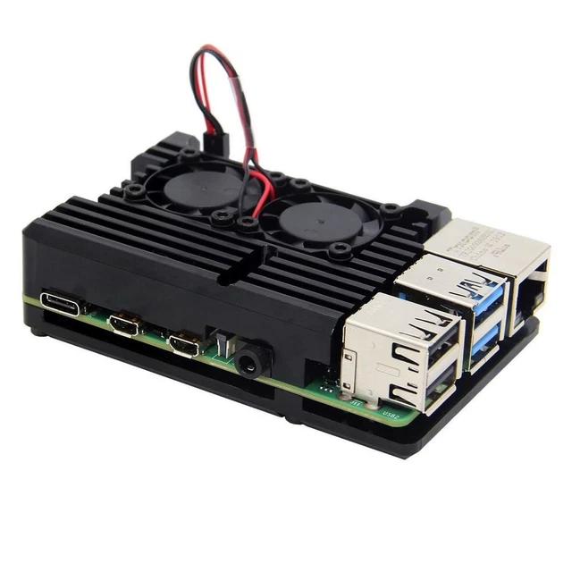 ARMOR ALUMINIUM GEHÄUSE mit Lüfter für Raspberry Pi 4, schwarz Heatink Case EUR 13,13 - PicClick DE