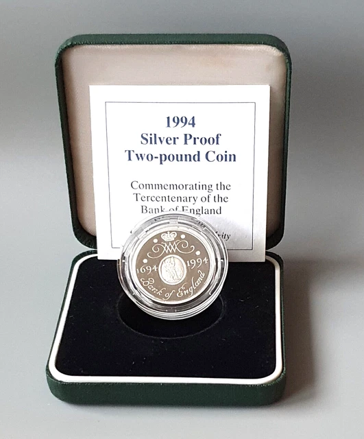 1994 ROYAL MINT Elizabeth II £2 Silver Proof Bank Of England ...