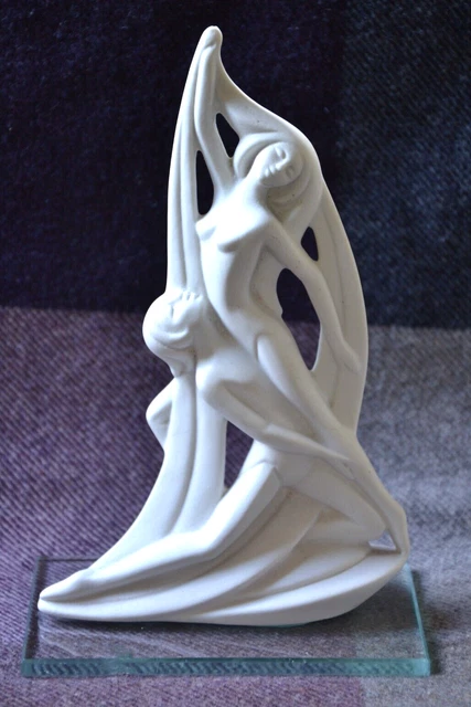 Art Deco Bisquit Porzellan Figur Signiert Tänzer Junge Frau Jugendstil