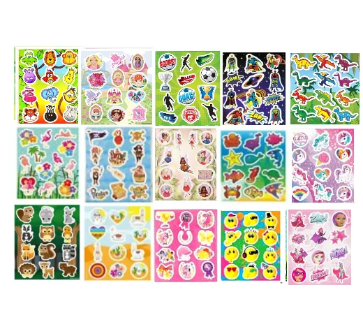 CHILDRENS STICKERS KIDS Sticker Sheets Party Bag Fillers 18 Designs 3 ...