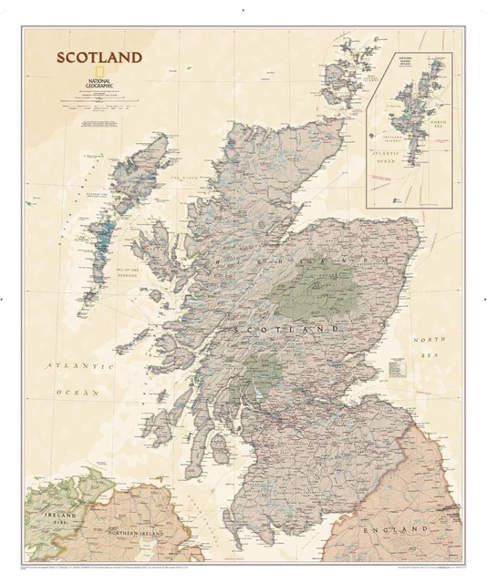 NATIONAL GEOGRAPHIC MAPS: Scotland Executive Wall Map Antique Style ...