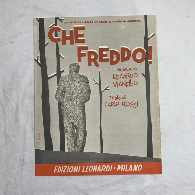 SPARTITO FORMATO GRANDE Che Freddo! Sanremo 1961 Buone Condizioni EUR ...
