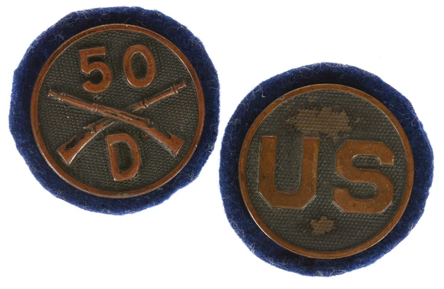 WWI US AND 50th Infantry Regiment 20th Division Numbered Collar Disc ...