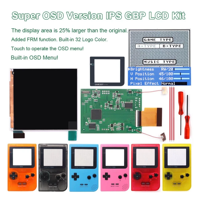 OSD MENU RETRO Pixel IPS Logo Discoloration LCD Screen Kit+Pre-cut ...