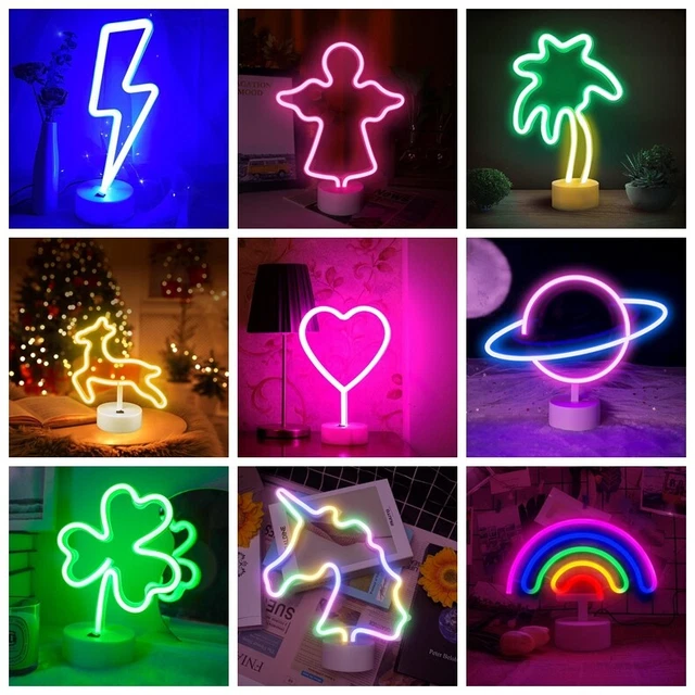 BATTERY/USB LED NEON Light Sign Wall Decor Home Party Bar Hanging Night ...
