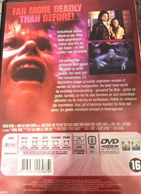 THE BLOB DVD 80s HORROR FILM CHUCK RUSSELL KEVIN DILLON Region 2 Dutch ...