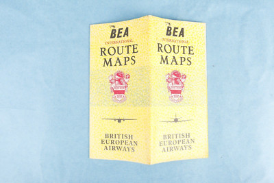 VINTAGE 1950'S BEA BRITISH AIRLINES SERVICE ROUTE MAP TIMETABLE £32.15 ...