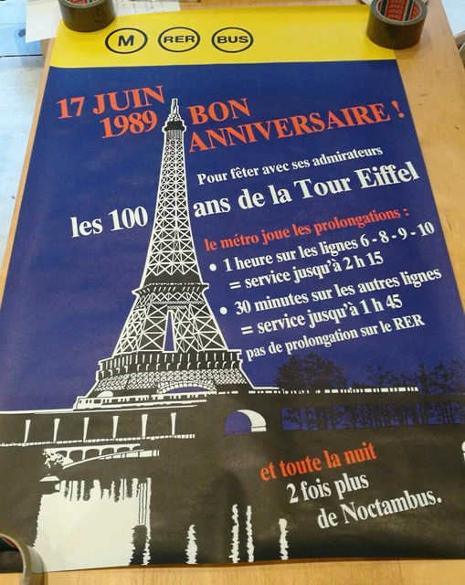 AFFICHE PUBLICITE RATP Les 100 Ans De La Tour Eiffel 1989 EUR 40,00 ...