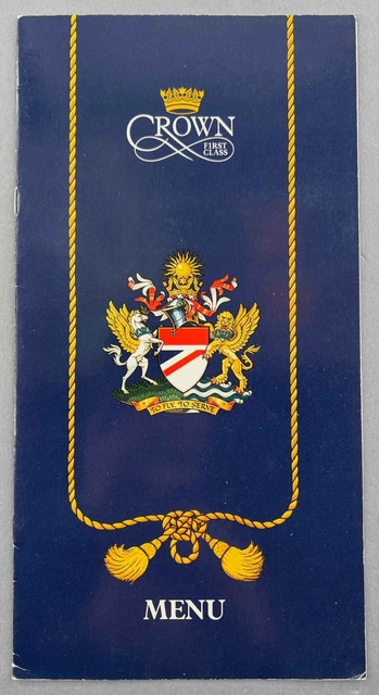 BRITISH AIRWAYS CROWN First Class 1982 Airline Menu London Seattle San ...