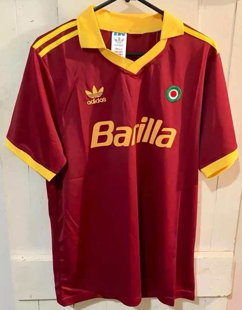 RETRO AS ROMA 1991/92 Home Soccer Jersey Barilla Red Adidas Great ...