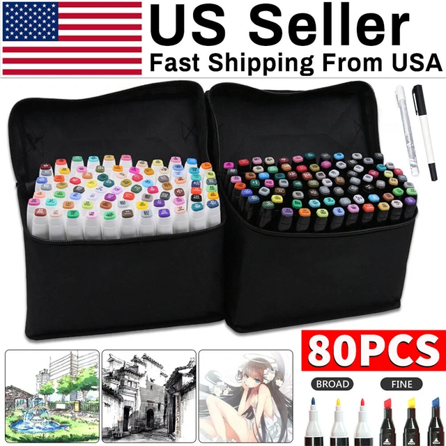 MARKERS 80 SET Colors Graphic Drawing Painting Alcohol Art Dual Tip ...