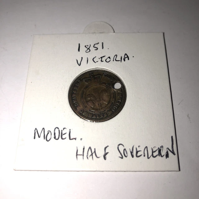 QUEEN VICTORIA :BRASS MODEL HALF SOVEREIGN 1851 : GOOD GRADE : Holed: £ ...