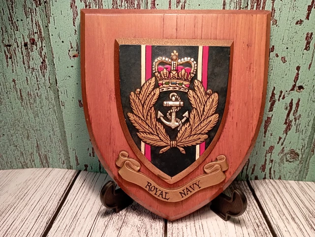 VINTAGE HMS ROYAL Navy Ship Badge Crest Shield Plaque Vintage York ...