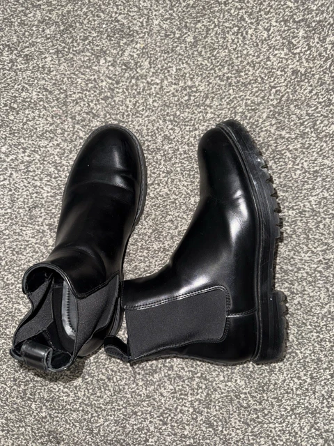 BLACK ZARA CHELSEA Boots With Chunky Track Soles UK Size 9 £16.15 ...