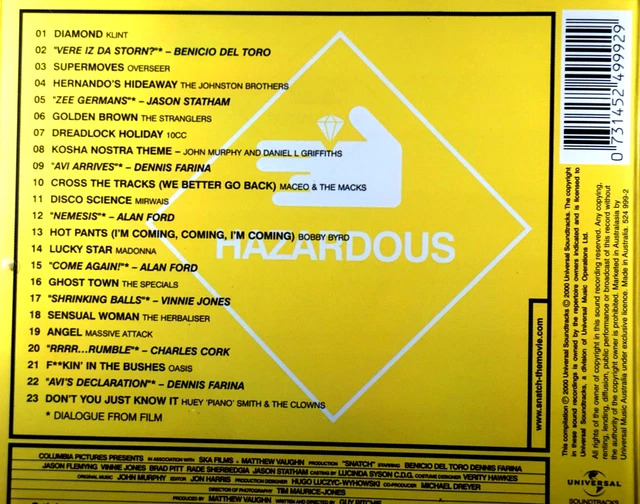 ORIGINAL FILM SOUNDTRACK - Snatch, Stealin' Stones And Breakin Bones ...