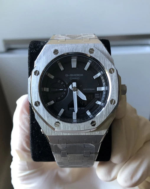 CASIO G-SHOCK GA 2100 Custom Casioak AP Royal Oak Mod Silver Strap GA ...