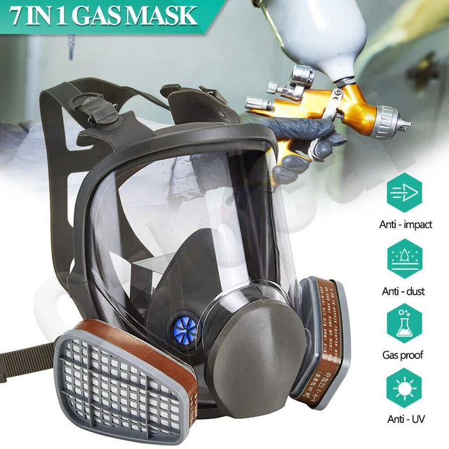 7 IN 1 Gas Mask 6800 Full Face Respirator Paint Spray Chemical Safety ...