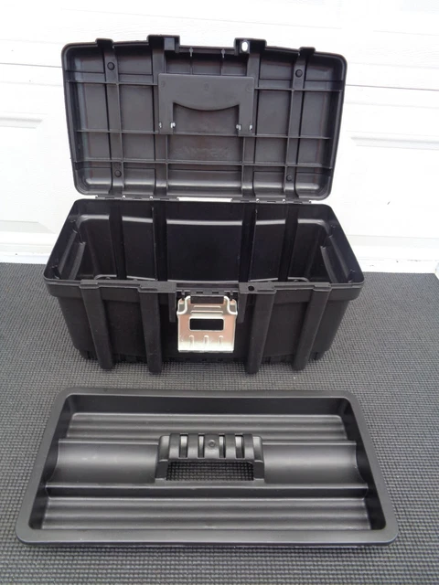 Husky 16 Inch Black Plastic Portable Tool Box With Metal Latch