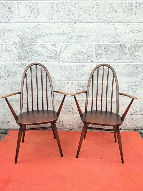 PAIR OF ERCOL Quaker Carver Dining Chairs Mid Century Vintage £151.50 ...