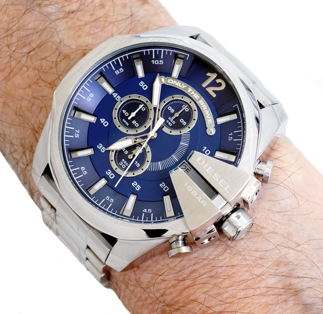 DIESEL DZ4417 MEGA Chief Herrenuhr Uhr Armbanduhr Analog IP Silber Neu ...
