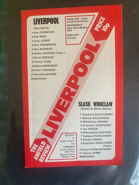 LIVERPOOL V SLASK Wroclaw 1975 £2.24 - PicClick UK