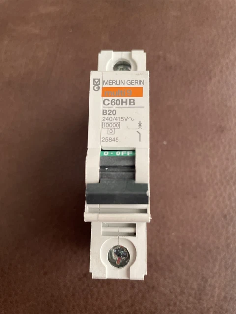 MERLIN GERIN MCB 20 Amp Single Pole Breaker Type B 20A Multi9 C60HB120 25845 £4.00 - PicClick UK