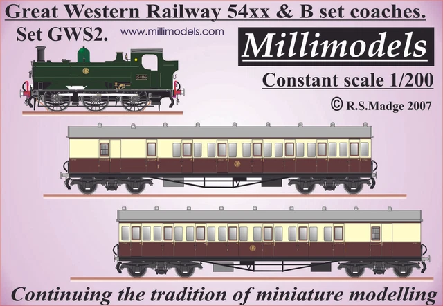 MILLIMODELLI CARTA/CARTA MODELLO GWS2 set GWR 54xx e 2 B set pullman ...