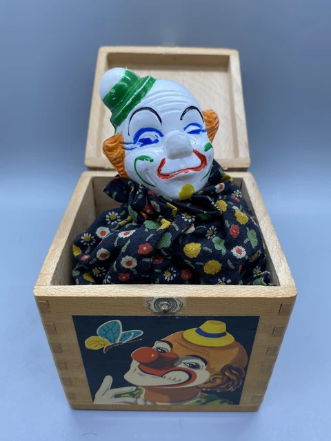 VINTAGE EICHHORN CLOWN in The Box Pop Up Clown Germany Wooden Toy £18. ...