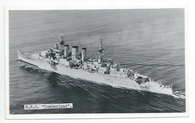 HMS CUMBERLAND COUNTY class Heavy Cruiser Royal Navy RP PC £10.00 ...