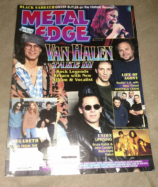 METAL EDGE MAGAZINE 5/1998 van halen/life of agony/union/megadeth ...