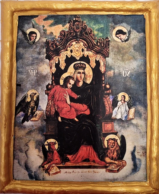 MADONNA JESUS Virgin Mary Panagia Enthroned Tinos Greek Eastern ...