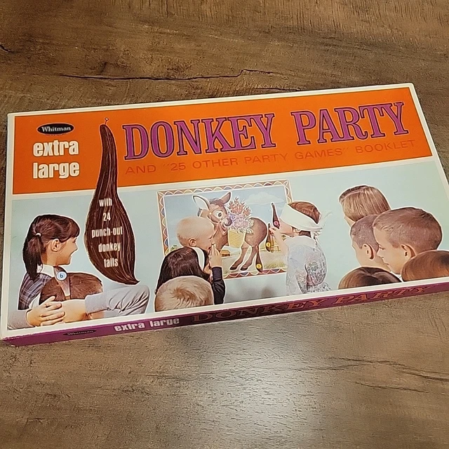 VINTAGE DONKEY PARTY Game Whitman Pin The Tail On The Donkey 1966 No ...