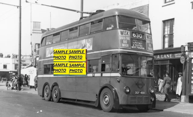 LONDON TRANSPORT B&W Bus Photograph-Trolleybus 459 Route 630 £1.00 ...
