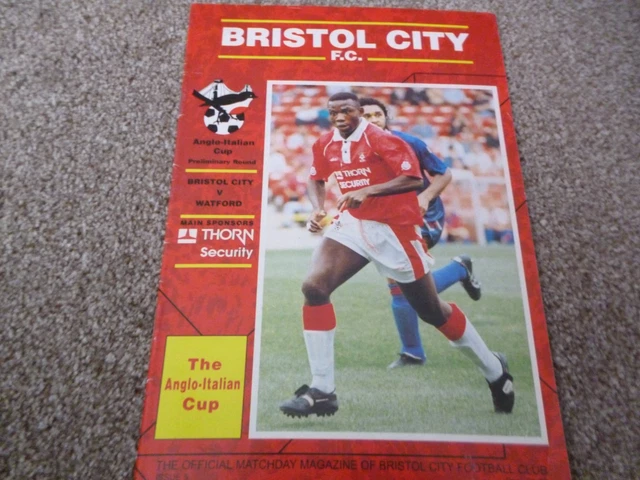 BRISTOL CITY V Watford Tuesday 1St September 1992 Anglo-Italian Cup ...