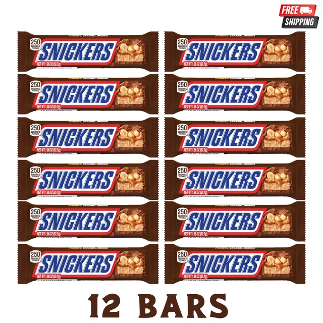 SNICKERS FULL SIZE Chocolate Candy Bar - 1.86 oz Bar 12 Pack $15.99 ...